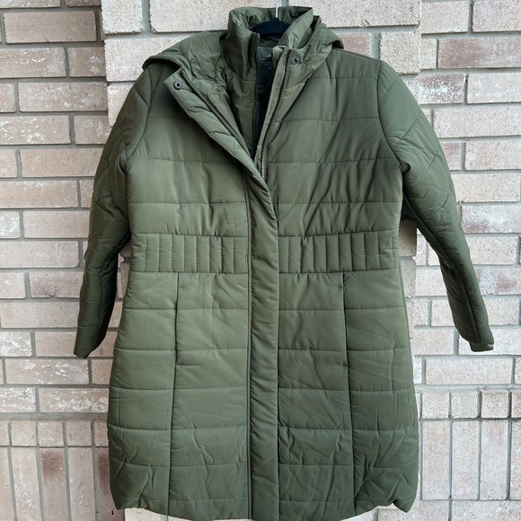 zuda | Jackets & Coats | Nwt Zuda Olive Layered Olive Puffer Coat ...